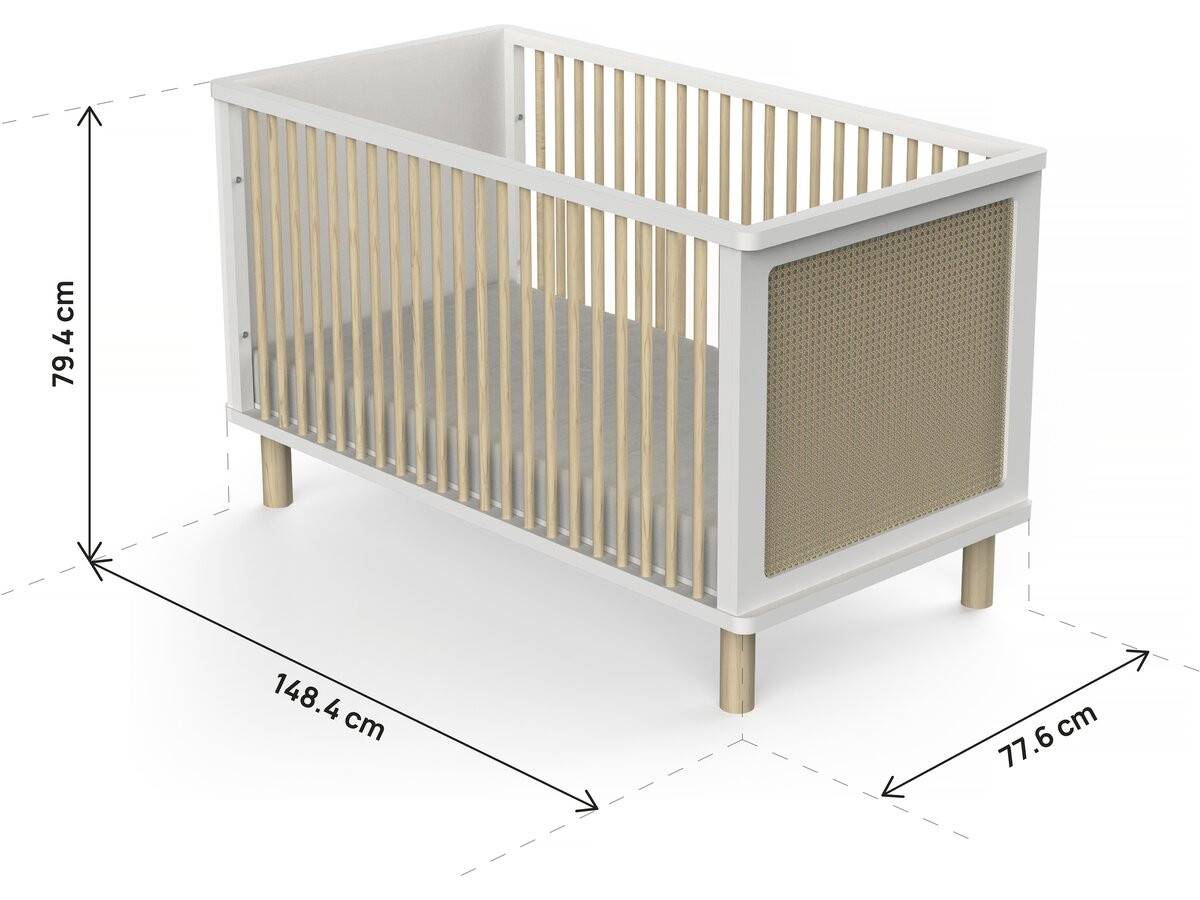 Lit bébé évolutif en bois " Ochna " - 70 x 140 cm - Blanc - Habitat et ...