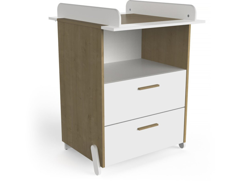 Commode table à langer "Naili" - 2 tiroirs - Blanc - Habitat et jardin