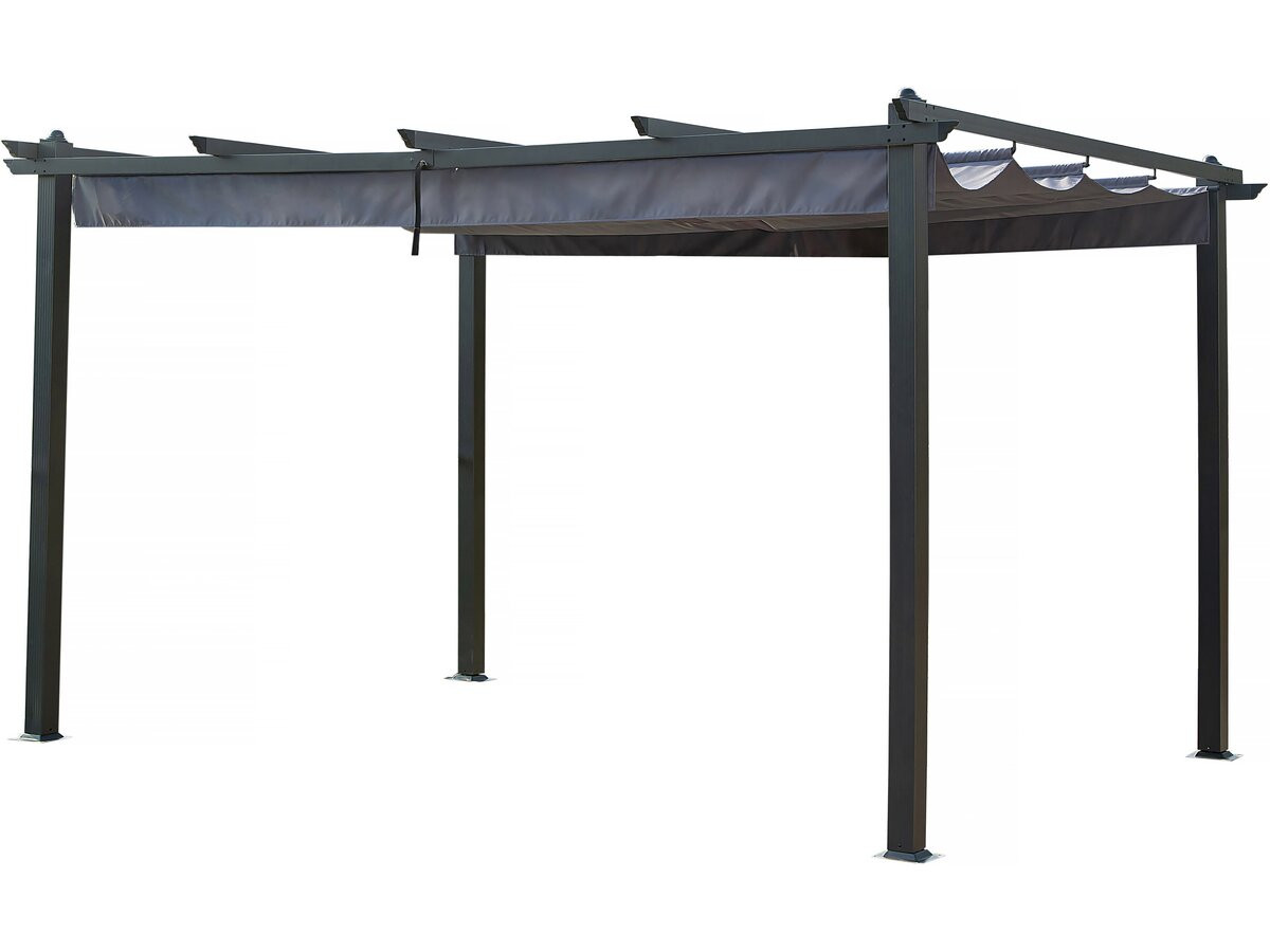Pergola en aluminium avec toit rétractable - 3 x 4 m - Gris anthracite ...
